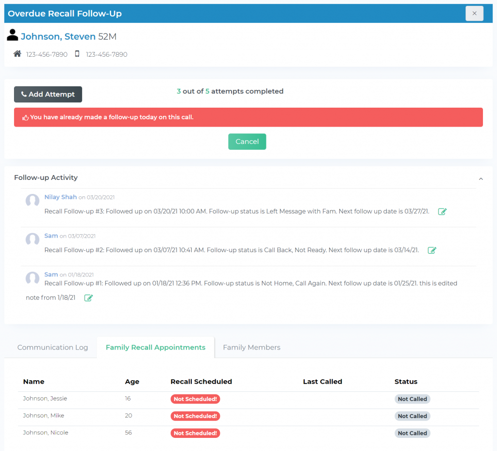 Patient Follow-up Tool with Open Dental Integration