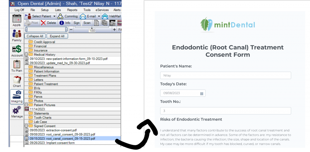 Open Dental Paperless Forms & Consents | Teamio.app
